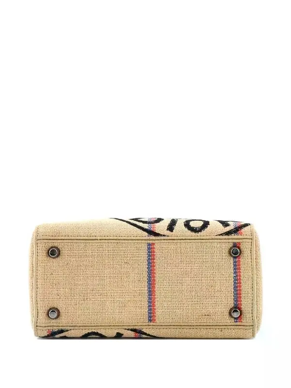 Dior Lady D-lite Raffia Embroidered Satchel - Neutrals