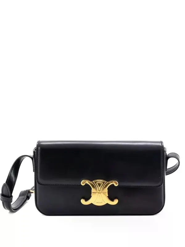 Celine Triomphe East-west Smooth Calfskin Shoulder Bag - Black