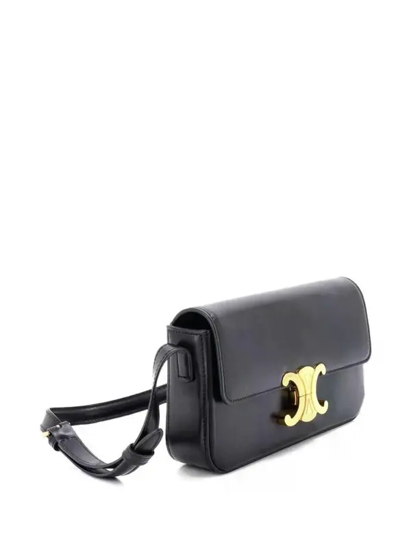 Celine Triomphe East-west Smooth Calfskin Shoulder Bag - Black