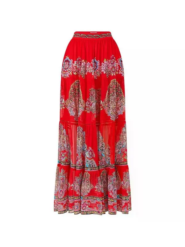 Camilla Floral Detail Tie Maxi Skirt