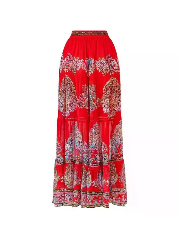 Camilla Floral Detail Tie Maxi Skirt