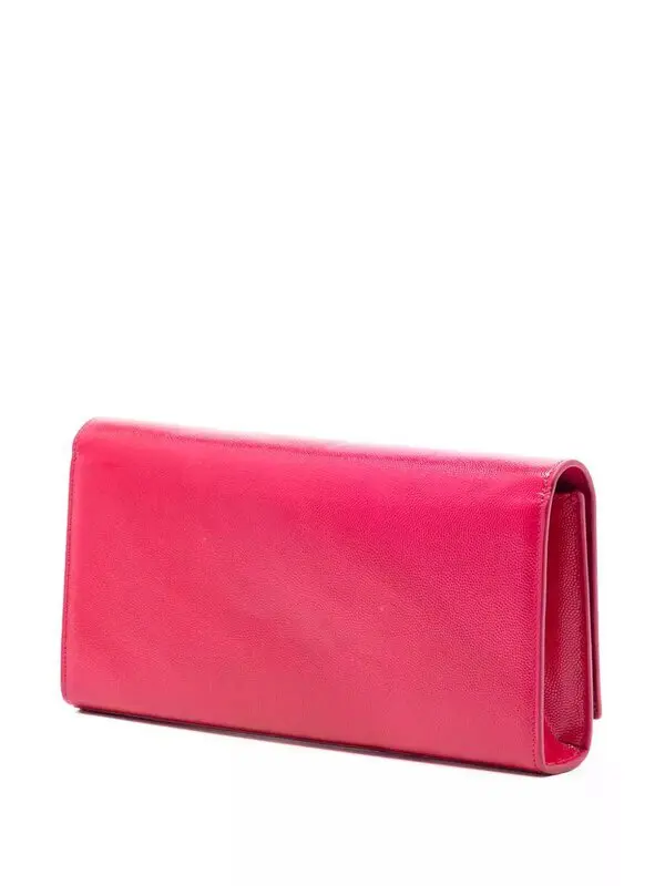 Saint Laurent 2013 Grain De Poudre Monogram Cassandre Clutch - Pink