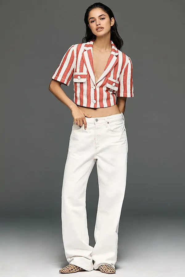 Maeve Striped Cropped Blazer