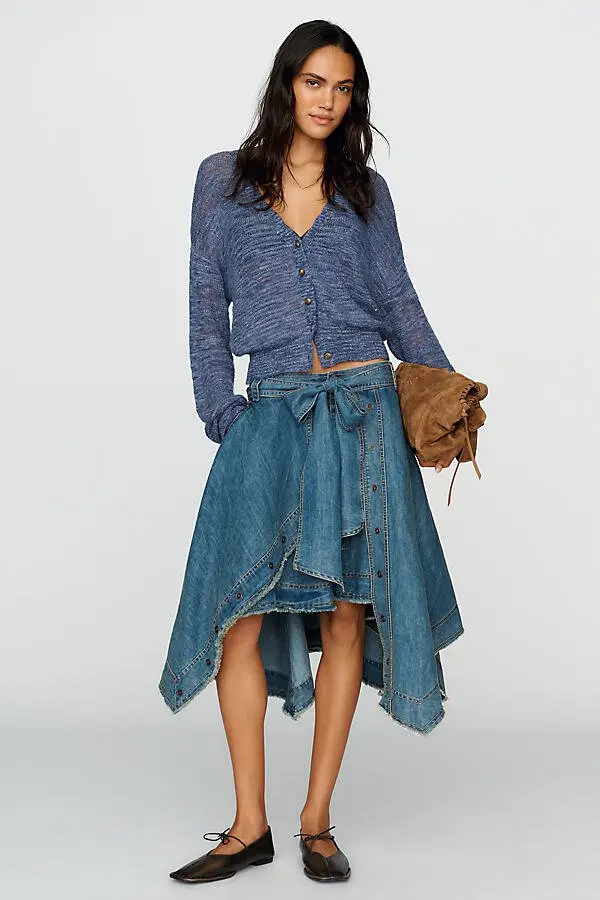 PILCRO Asymmetric Tie-waist Skirt