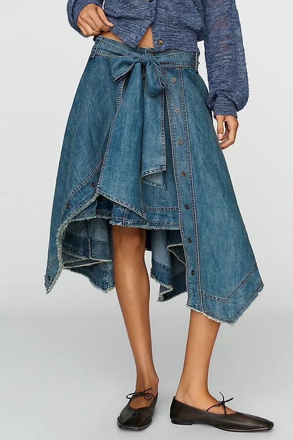 PILCRO Asymmetric Tie-waist Skirt