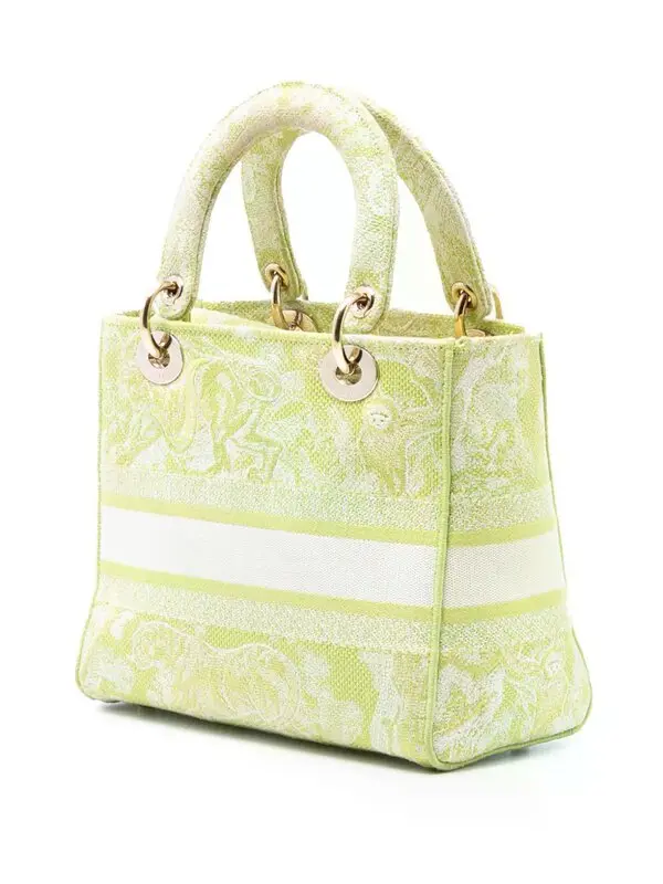 Dior 2021 Medium Embroidered Lady D-lite Satchel - Green