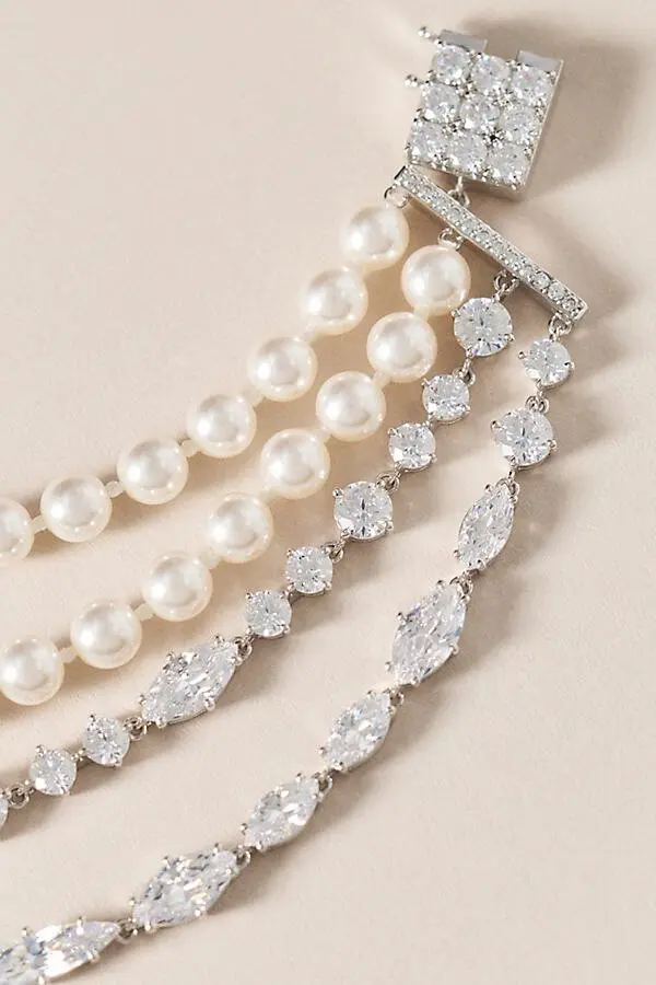 Nadri Pearl And Cubic Zirconia Line Bracelet