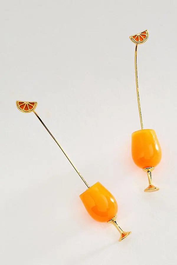 Anthropologie Cocktail Icon Threader Earrings - Aperol