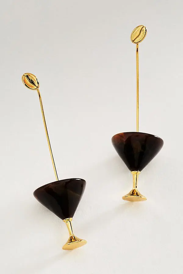 Anthropologie Cocktail Icon Threader Earrings - Espresso