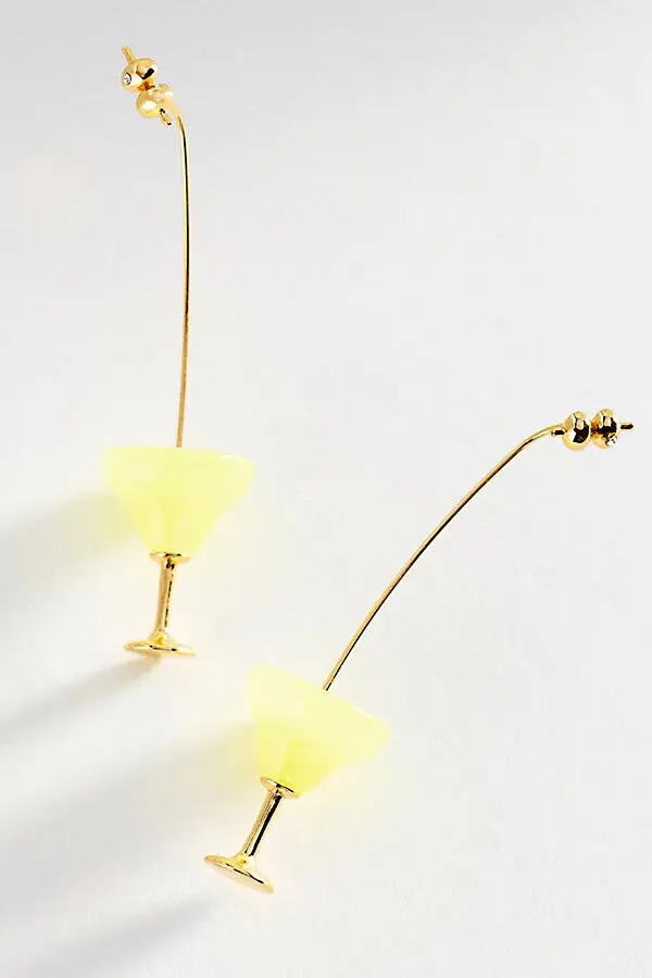Anthropologie Cocktail Icon Threader Earrings - Martini