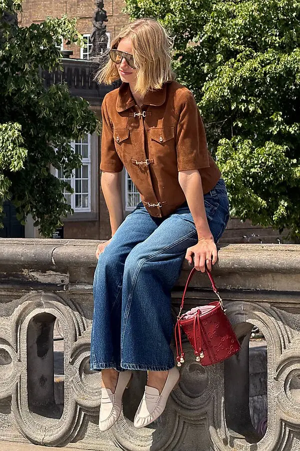 Maeve Suede Boxy Lady Jacket