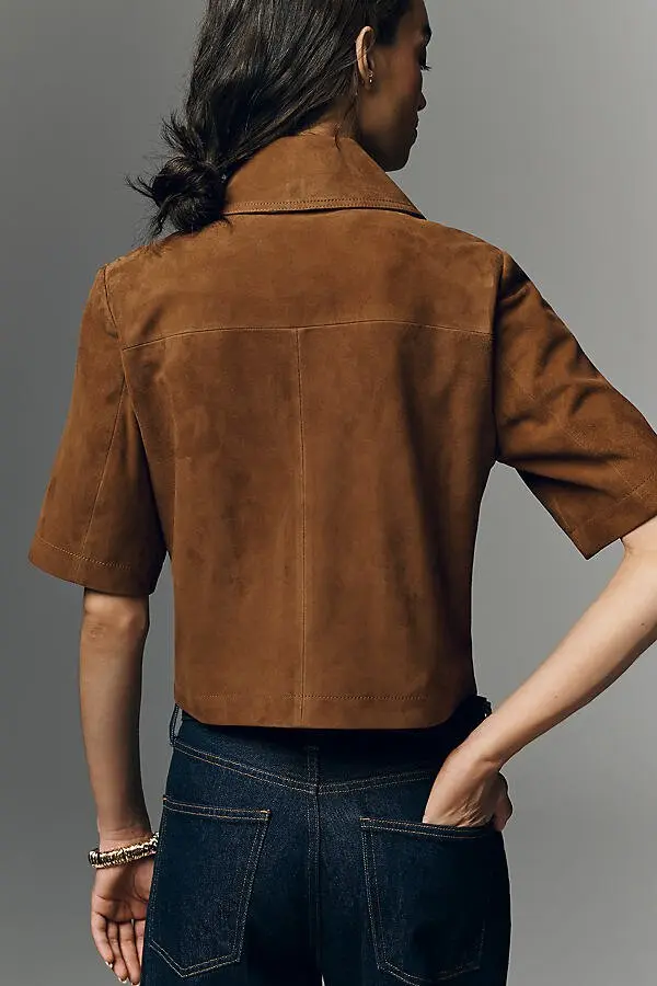 Maeve Suede Boxy Lady Jacket