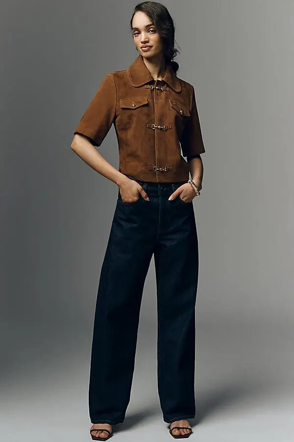 Maeve Suede Boxy Lady Jacket