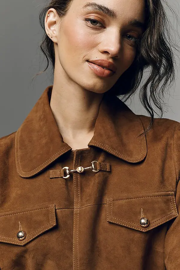 Maeve Suede Boxy Lady Jacket