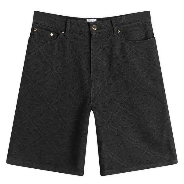 Casablanca Laser Monogram Denim Shorts - Black