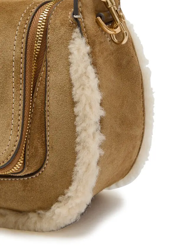 ANYA HINDMARCH Vere Small Shearling-trimmed Cross-body Bag