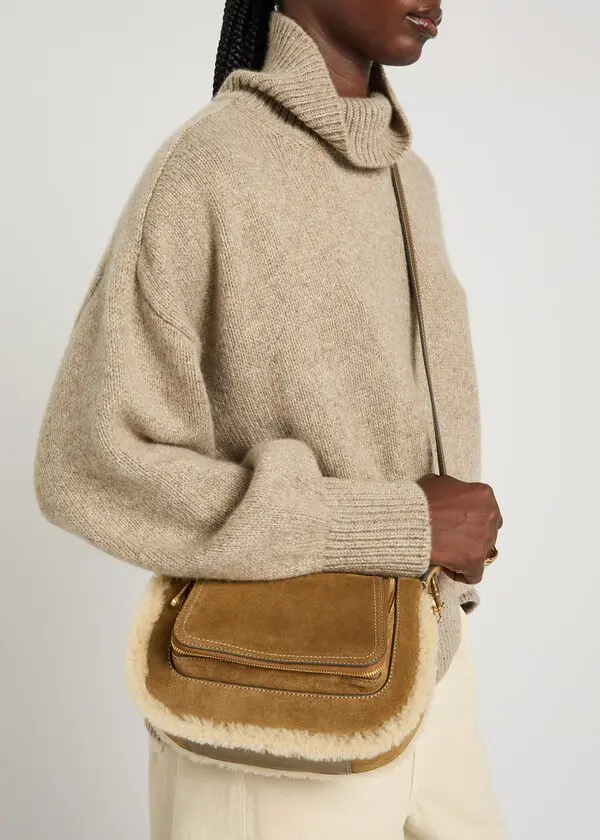 ANYA HINDMARCH Vere Small Shearling-trimmed Cross-body Bag