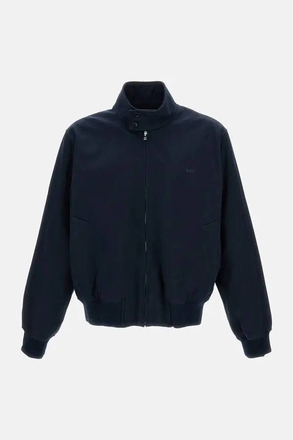 A.p.c. Bomber Jacket With Embroidered Logo - Blu