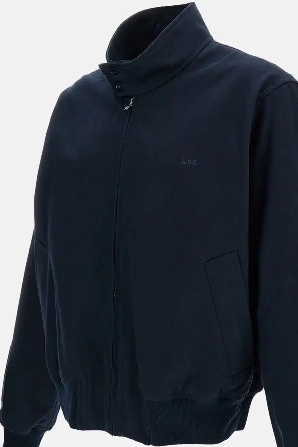 A.p.c. Bomber Jacket With Embroidered Logo - Blu