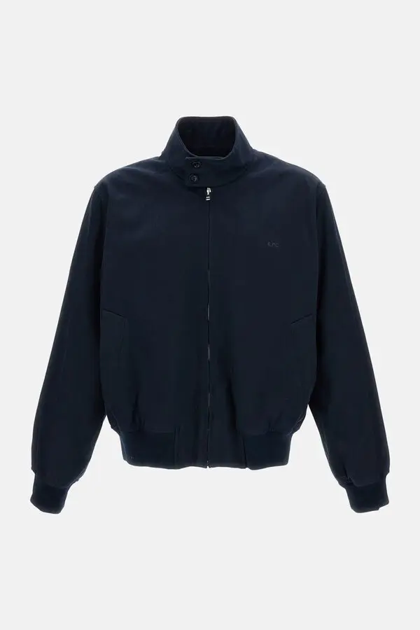 A.p.c. Bomber Jacket With Embroidered Logo - Blue