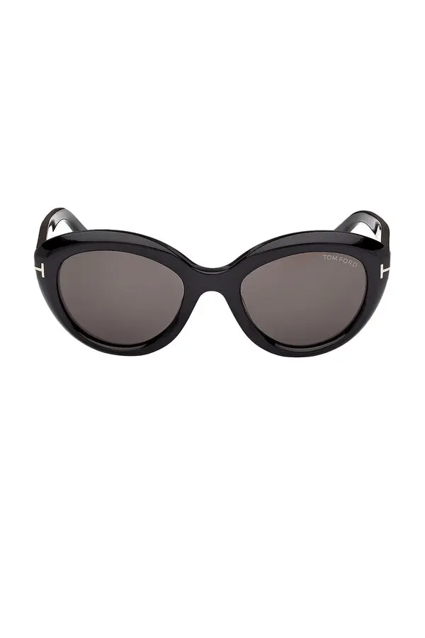 TOM FORD Cat Eye Sunglasses - Shiny Black & Smoke