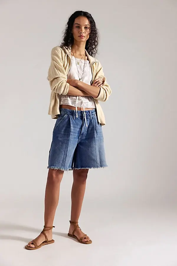 Free People We The Free Reese Workwear Denim Shorts