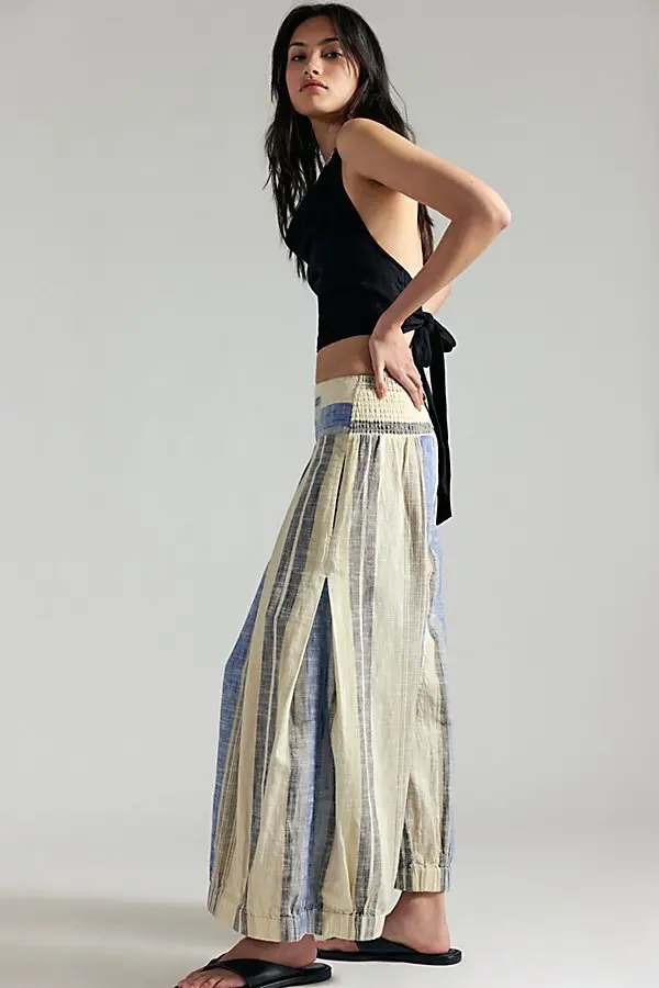 Free People Wide Leg Harem Pants - Ivory Combo