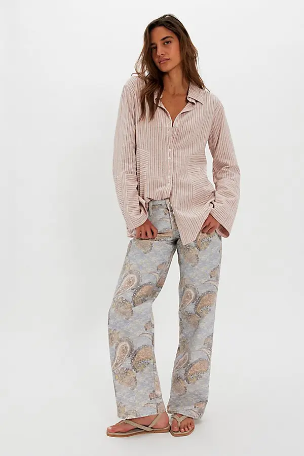 Free People We The Free Sun Gazer Button-down - Pink Combo