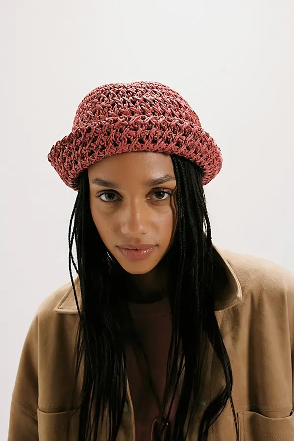 Free People Sailor Straw Hat - Red