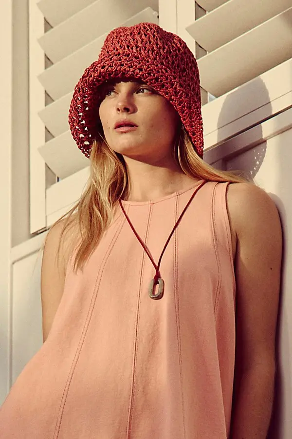 Free People Sailor Straw Hat - Red