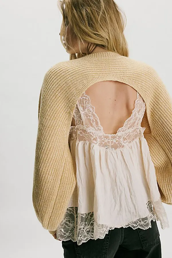 Free People Emery Knitted Bolero - Neutral