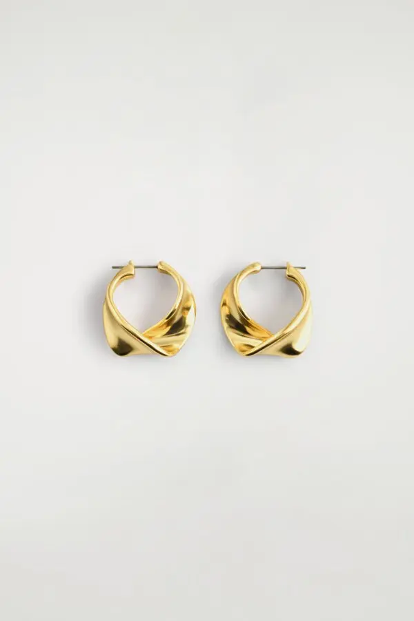 Cos Twisted Ribbon Hoop Earrings - Gold