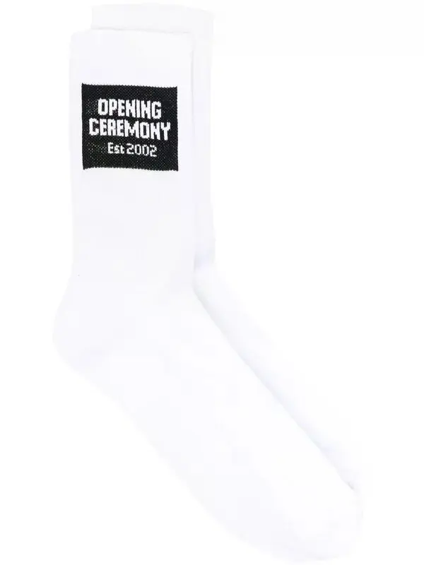 Opening Ceremony Box Logo Crew Socks - White
