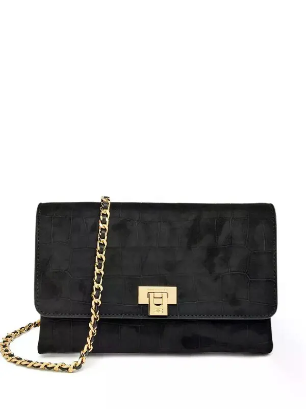 Elisabetta Franchi Embossed Chain Clutch - Black