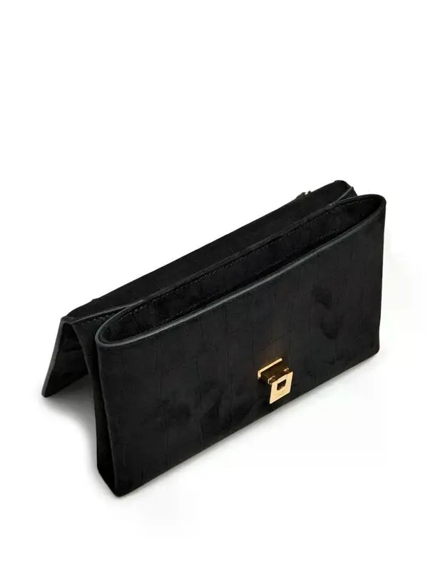 Elisabetta Franchi Embossed Chain Clutch - Black