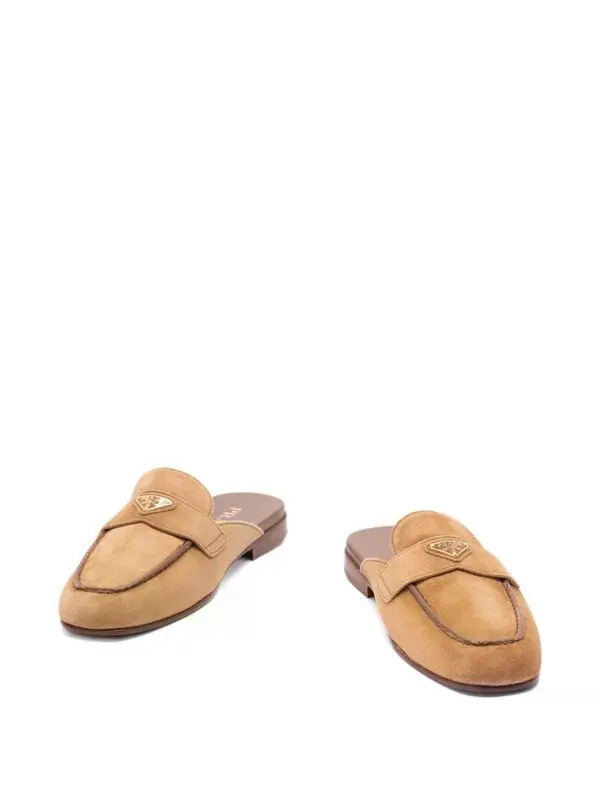 Prada Logo-detail Flat Mules - Neutrals