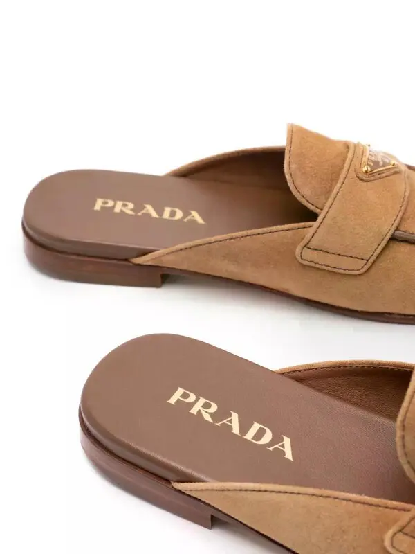 Prada Logo-detail Flat Mules - Neutrals