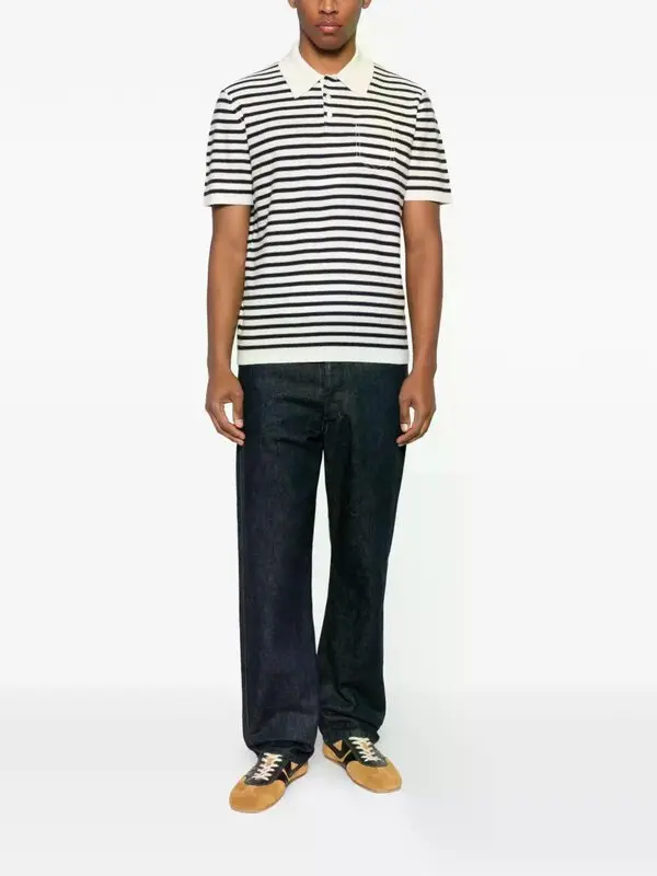 A.p.c. Striped Pocket Polo Shirt - Neutrals