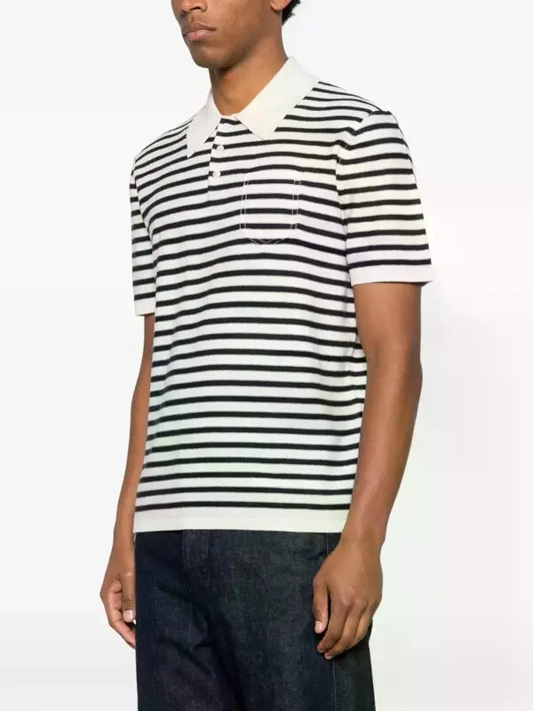 A.p.c. Striped Pocket Polo Shirt - Neutrals