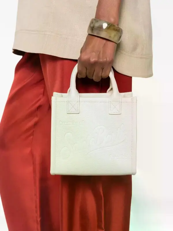 MC2 SAINT BARTH Mini Logo-embossed Tote Bag - White