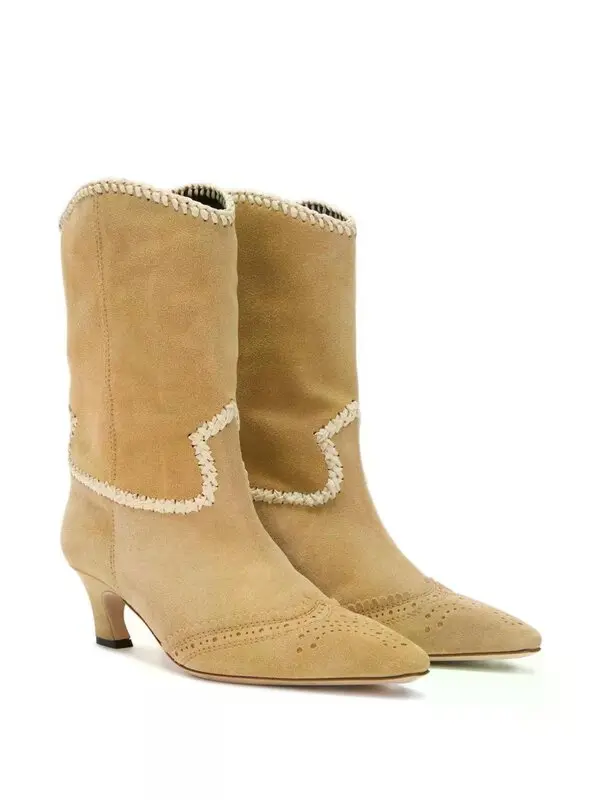 Ermanno Scervino Contrast-trim Pointed-toe Boots - Neutrals