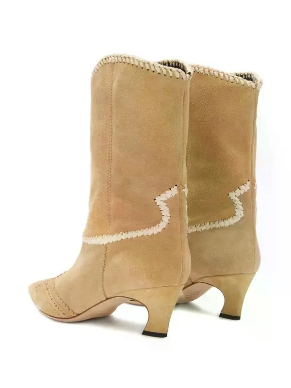 Ermanno Scervino Contrast-trim Pointed-toe Boots - Neutrals