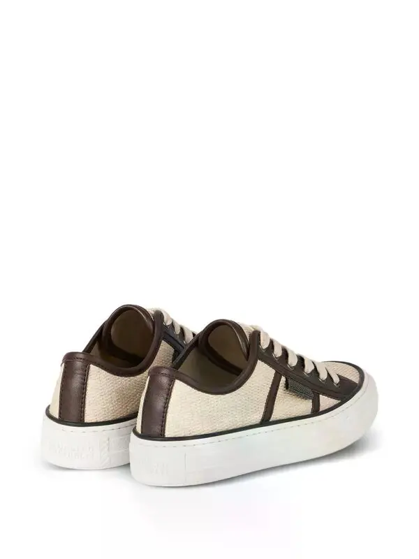 Brunello Cucinelli Techno Raffia Sneakers With Monili Detail