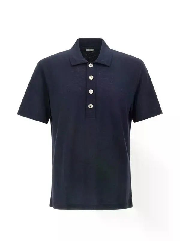 Eleventy Buttoned Short-sleeve Polo Shirt - Blue