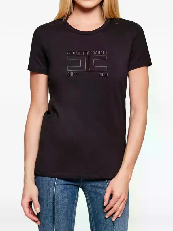 Elisabetta Franchi Logo Embroidered Cotton T-shirt