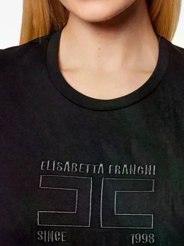 Elisabetta Franchi Logo Embroidered Cotton T-shirt