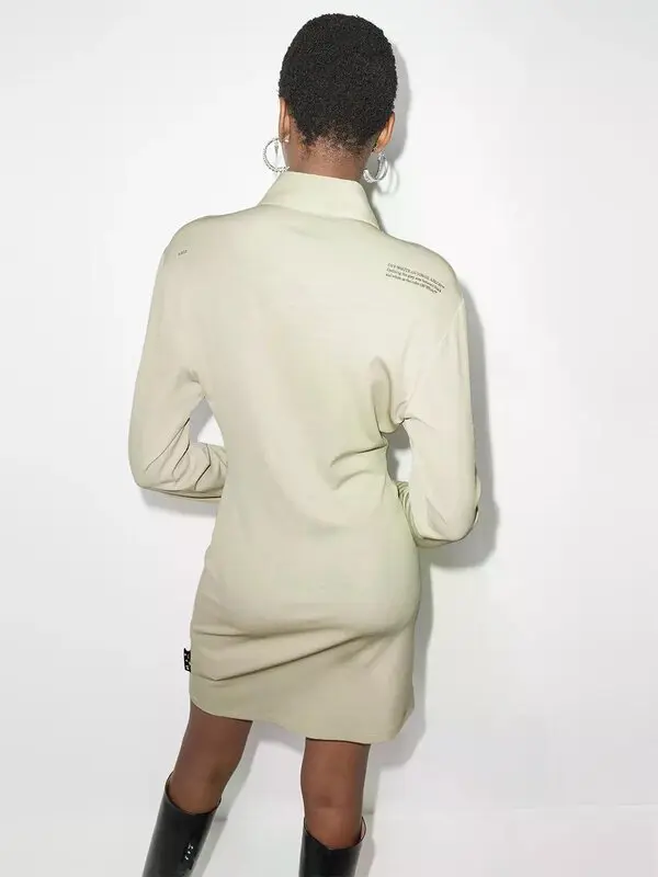 Off-White Polo Collar Long-sleeve Dress