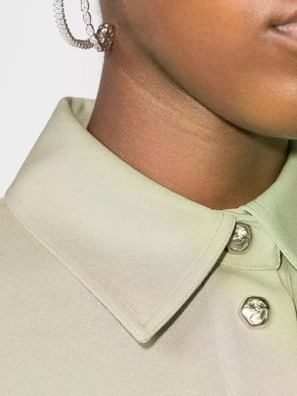 Off-White Polo Collar Long-sleeve Dress