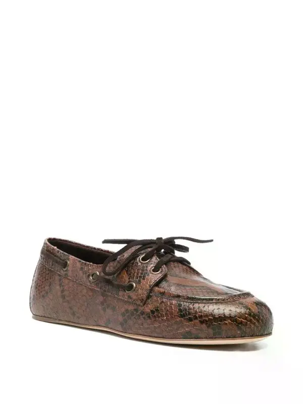 3JUIN Snakeskin-effect Boat Shoes