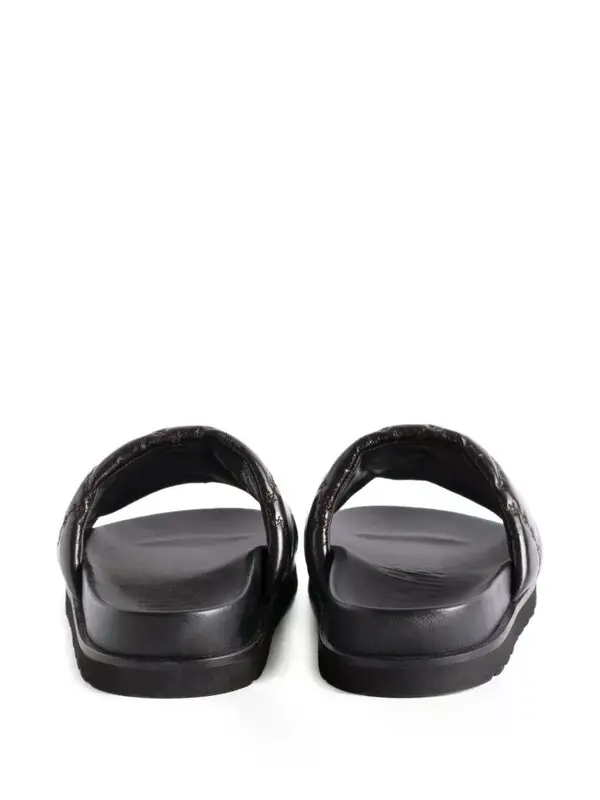 Zadig&Voltaire Padded Embroidered Leather Mules With Metal Wing Detail - Brown